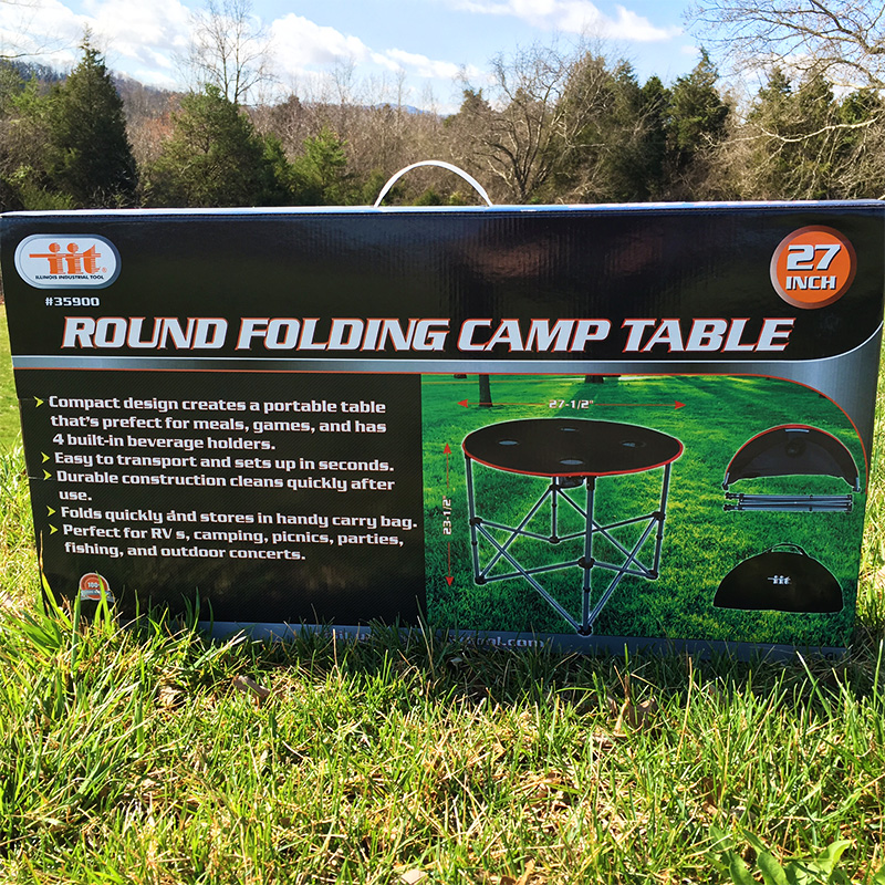 Portable Round Folding Camping Table w/ Cup Holders and Carrying Case ...