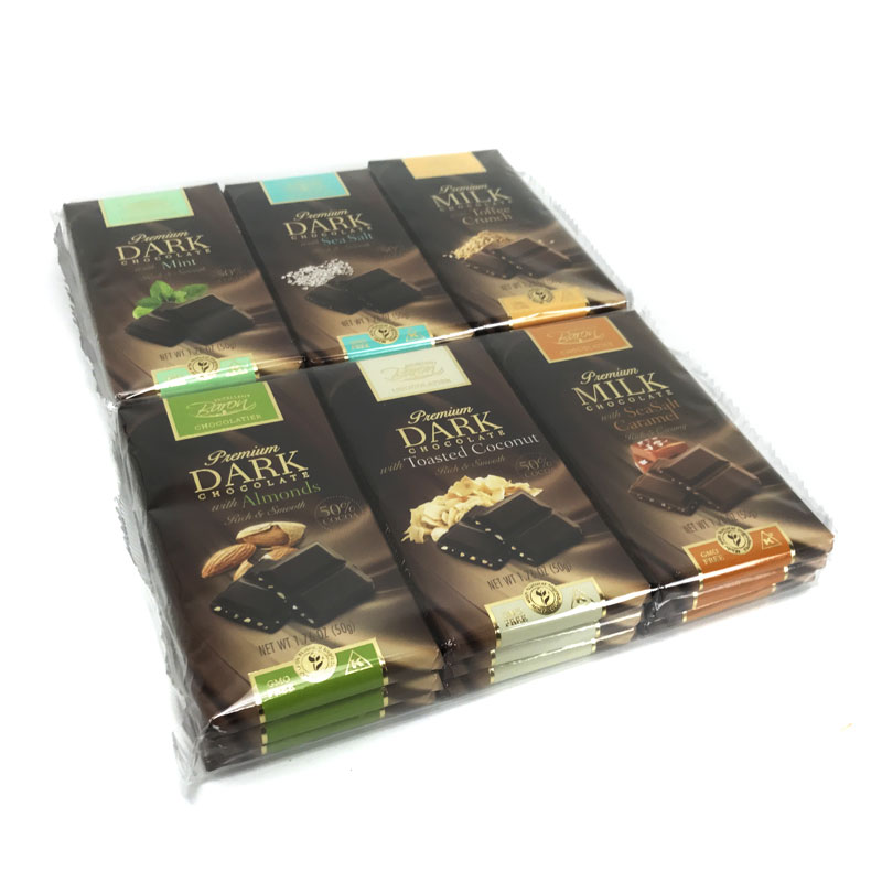 18 Bars of Premium European Dark Chocolate in Six Flavor Variety Pack ...