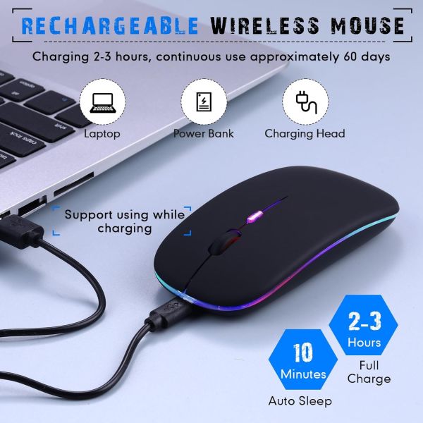 Silent Click LED Wireless Slim Mouse - Rechargeable - No more annoying ...
