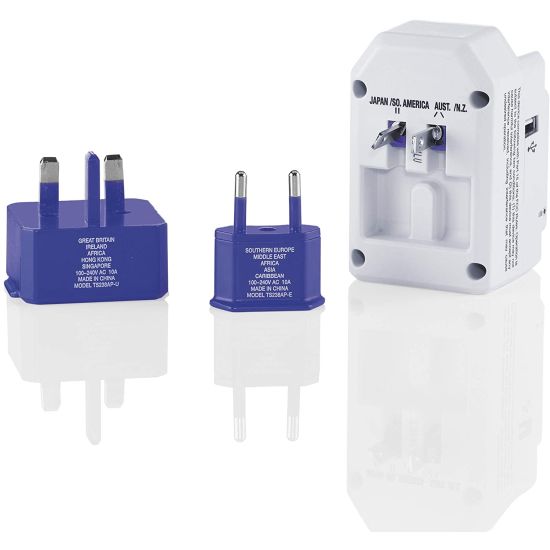 Travel Smart All-In-One Adapter with USB and 3 Outlets - Works all over ...