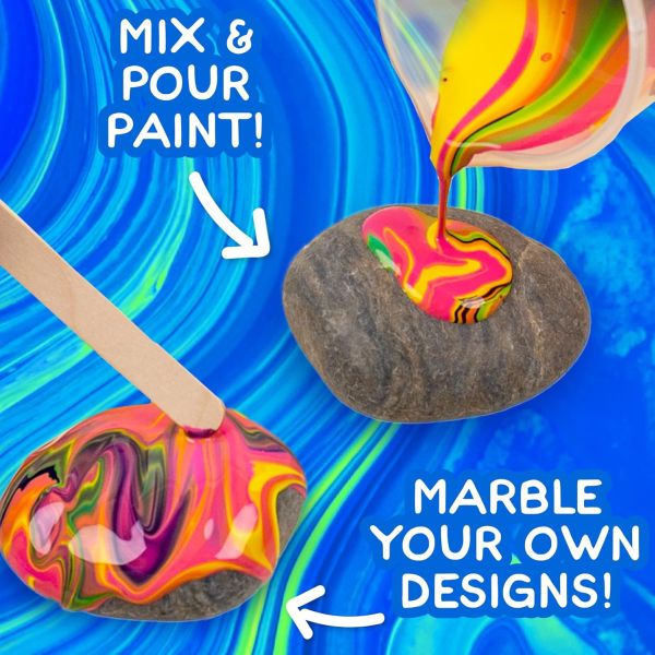 ALMOST SOLD OUT - "Made By Me" Pour Marbled Paint Rock Art - Paint Your ...