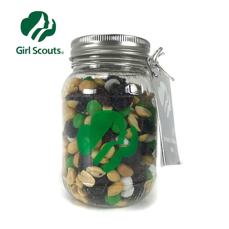 3 Mason Jars of Girl Scouts Green and White Mix Raisins, Peanuts and ...
