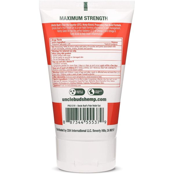 Uncle Bud’s Hemp Pain Relief Gel for Arthritis, Backache, Muscle ...