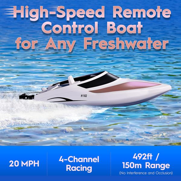 Remote Control Speed Boat – Gets up to 20 MPH! Auto-correcting rudder ...