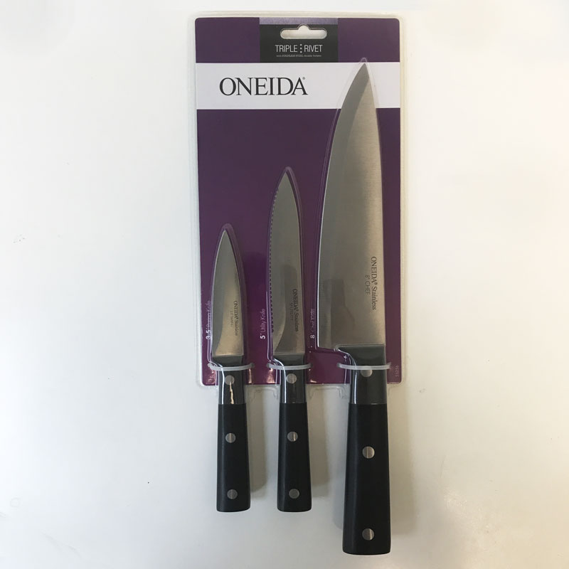 Oneida 3 Piece Triple Rivet Chef, Utility, and Pairing Knife Set - 13 Deals