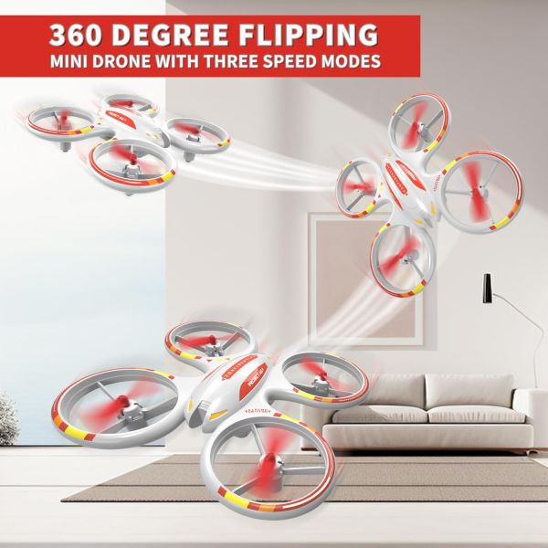 Remote Control Stunt LED Mini Drone With One Key Take Off/Landing ...
