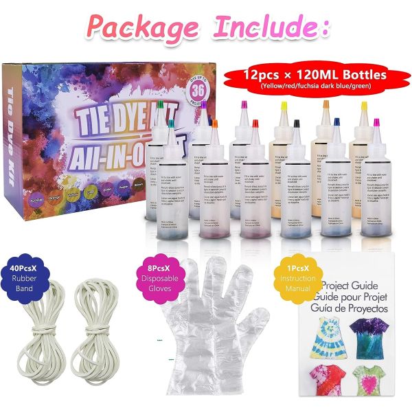 Large Tie Dye Kit! - Up to 36 Projects! - Tie Dyes DIY Kit Maxshop 12 ...