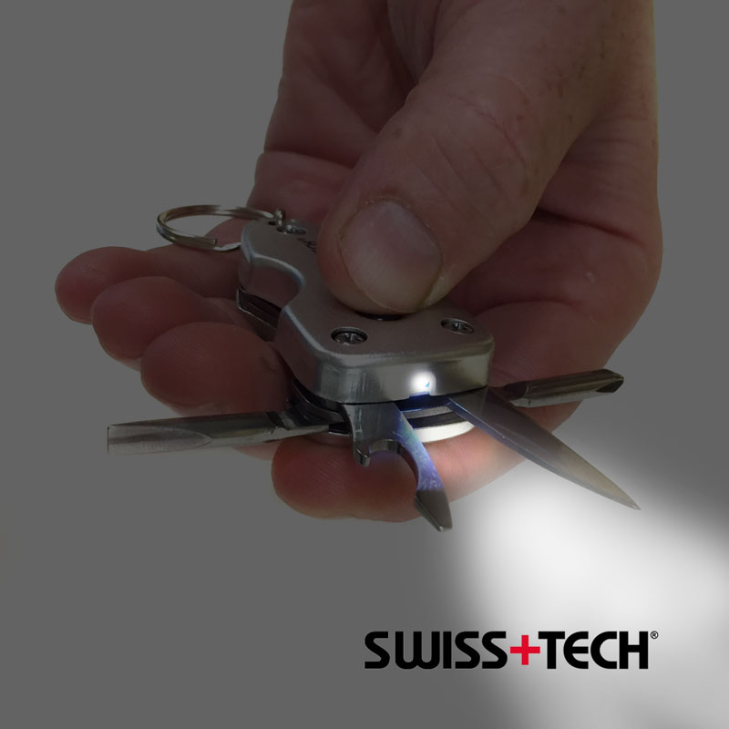 Swiss Tech 7-in-1 Multi-Tool Key Ring - With Flashlight, Screwdriver ...
